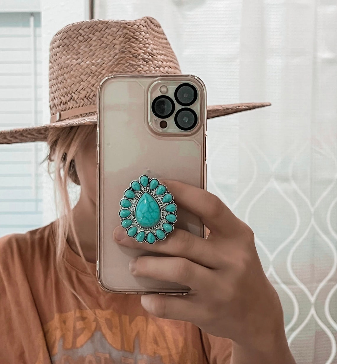 Boho Turquoise Phone Grip Tablet Stand Stone Phone Stand Concho Western ...