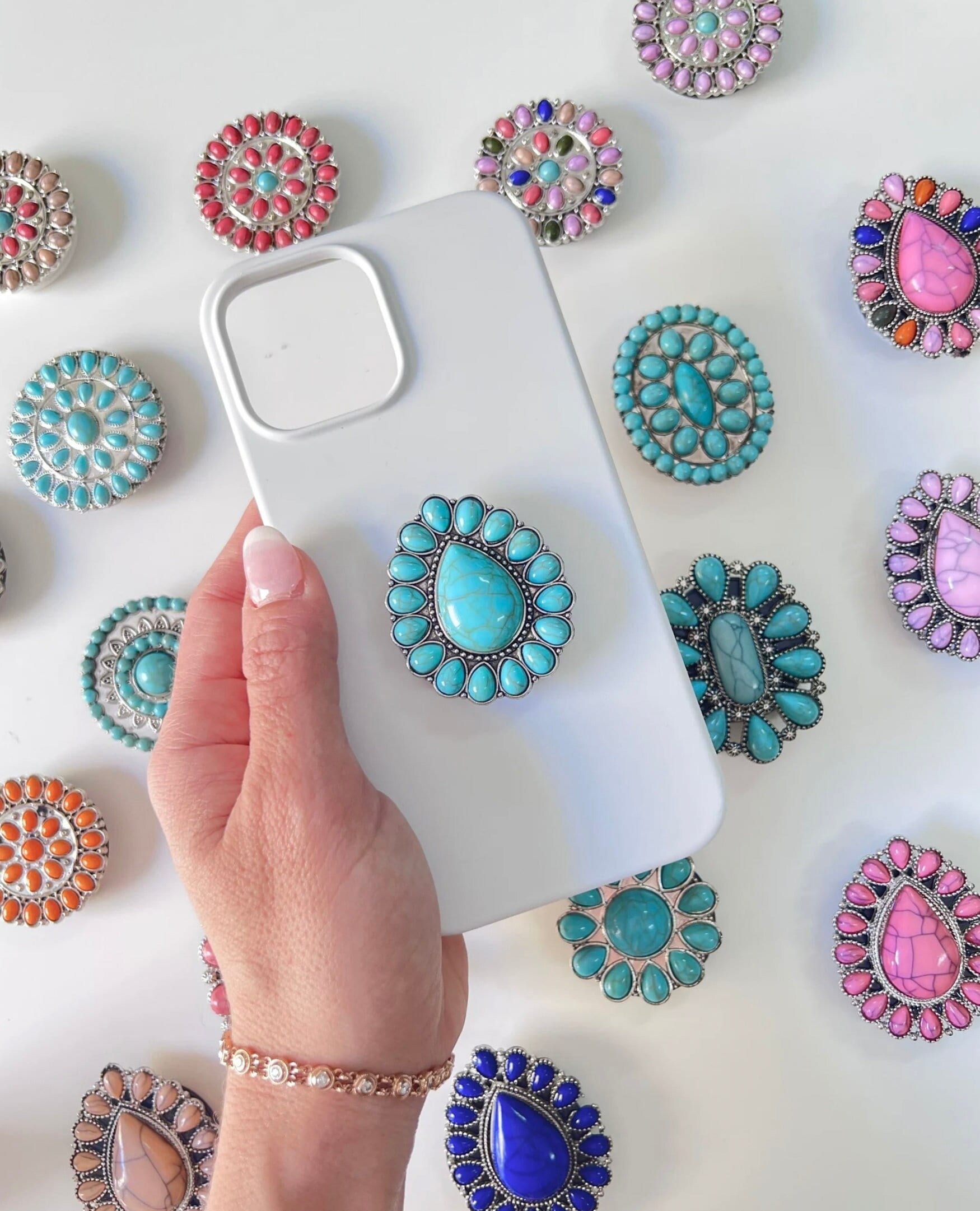 Boho Turquoise Phone Grip Tablet Stand Stone Phone Stand Concho Western ...