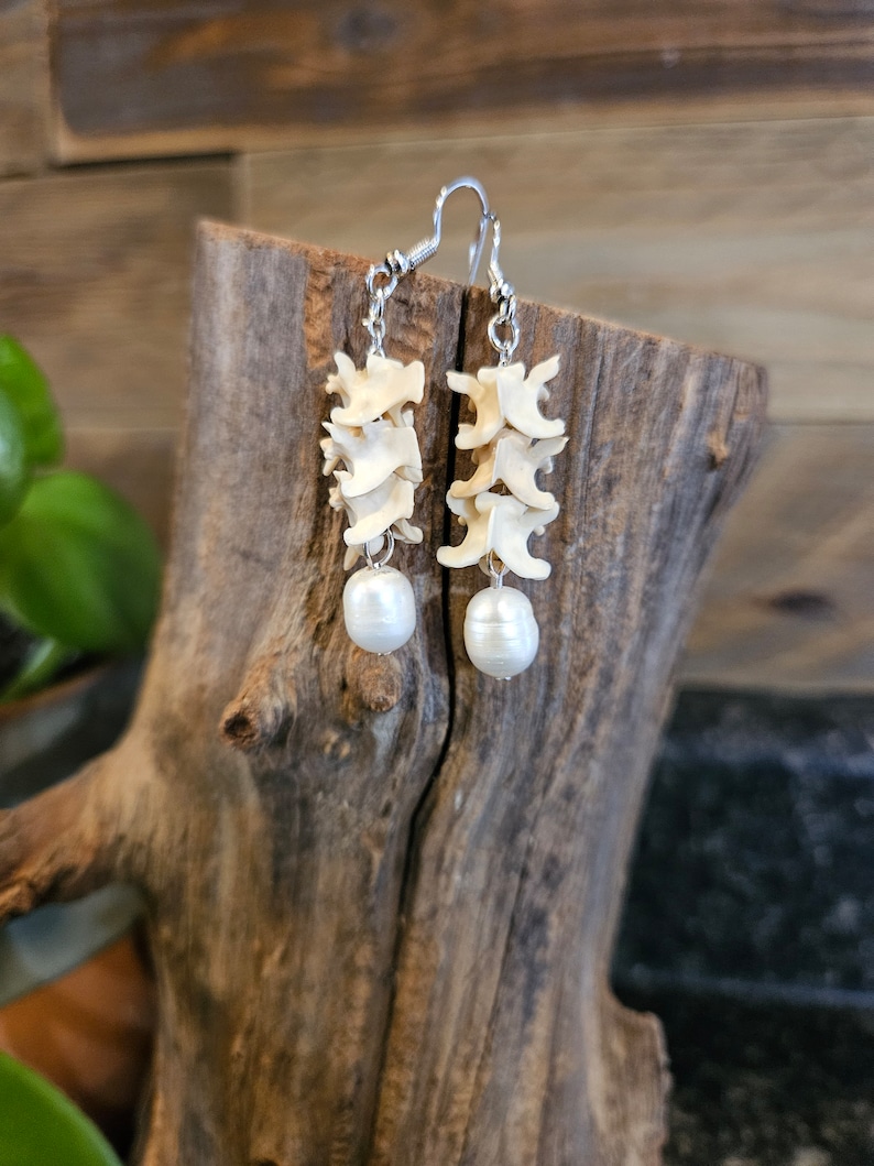 Freshwater Pearls and Snake Vertebrae Earrings - Etsy