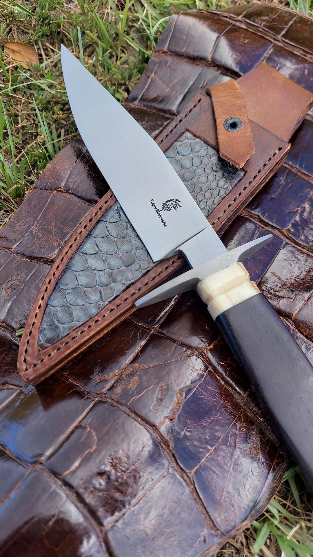 Cowboy "gentleman's" Handmade Bowie Knife With Custom Snakeskin Inlay ...