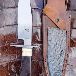 Cowboy "gentleman's" Handmade Bowie Knife With Custom Snakeskin Inlay ...