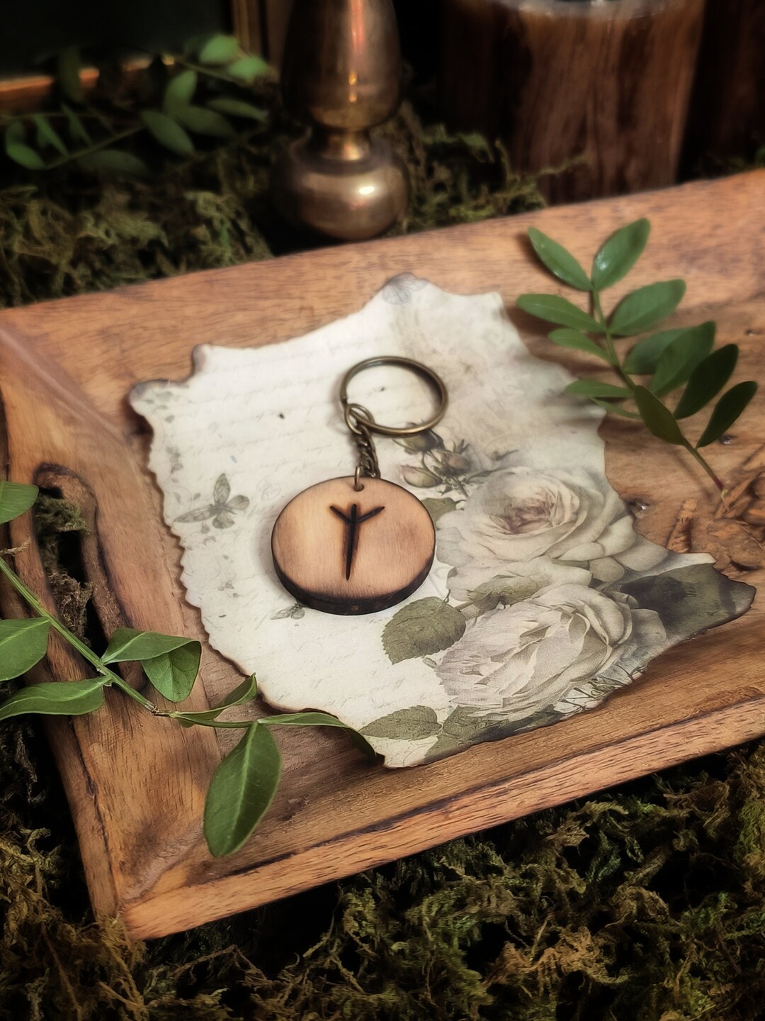 Personalized Rune Keychain Wooden Pendant Rune Pendant Binding Runes ...