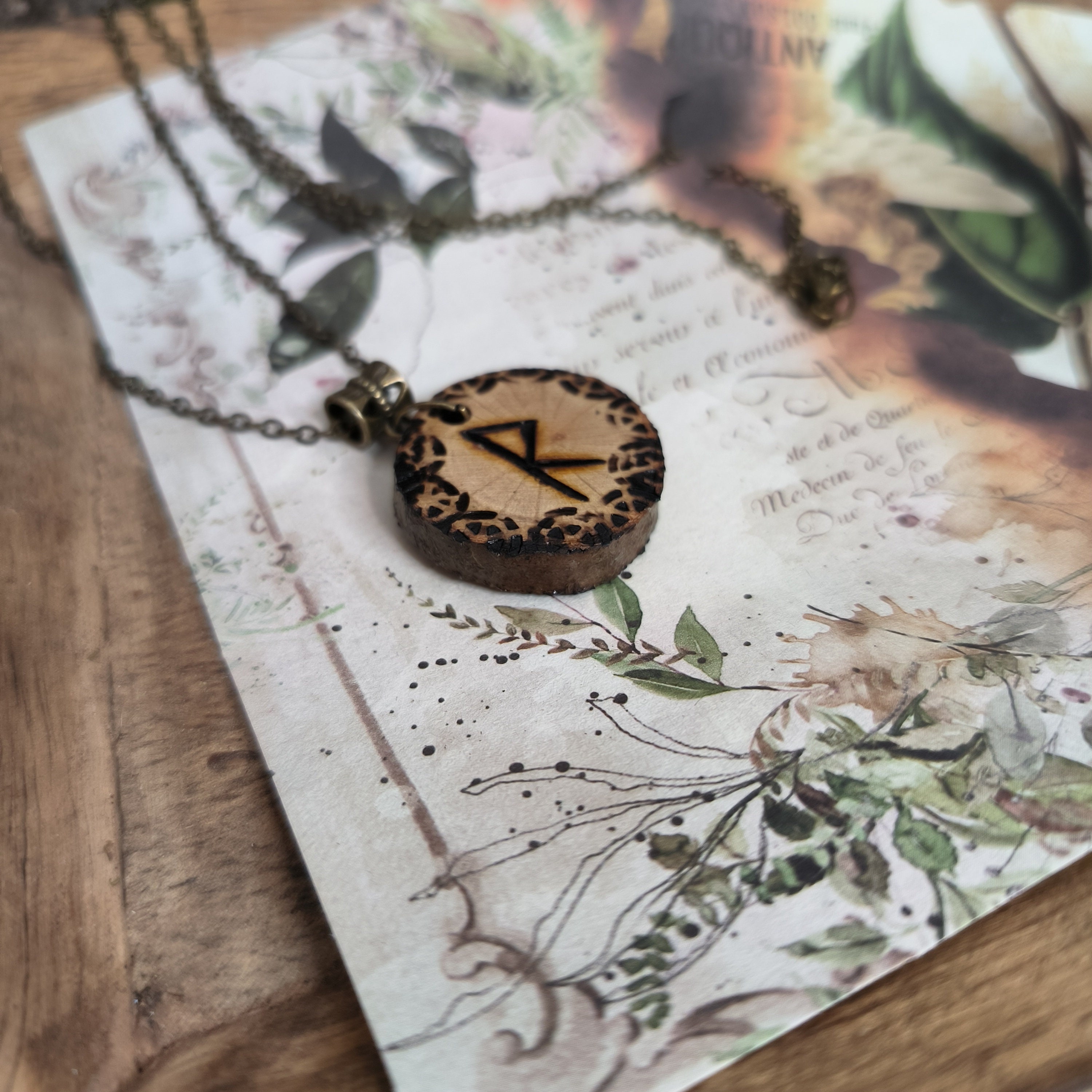 Personalized Rune Pendant With Wish Rune Wooden Pendant Binding Runes ...