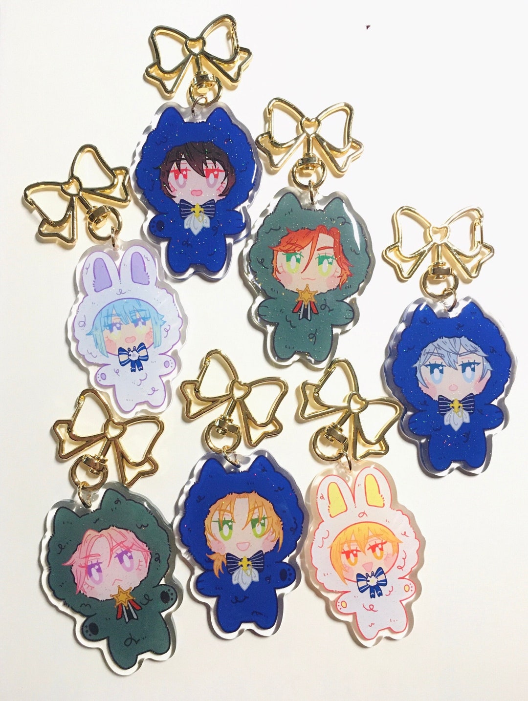 Enstars Glitter Epoxy Charms knights, Rabbits, Double Face - Etsy