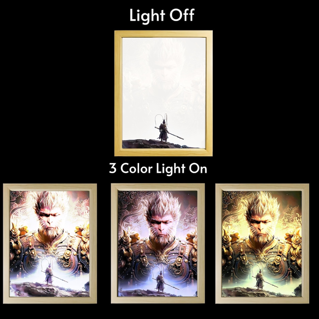 Black Myth Wukong Light Painting Wukong LED Painting Anime Light Box ...