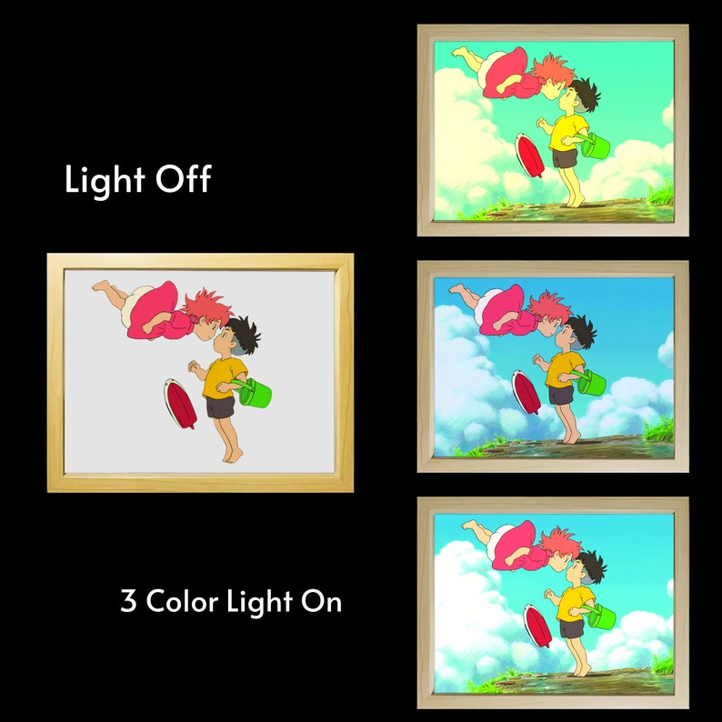 Ponyo Light Painting Studio Ghibli Ponyo Light Art Painting Shadow Box ...