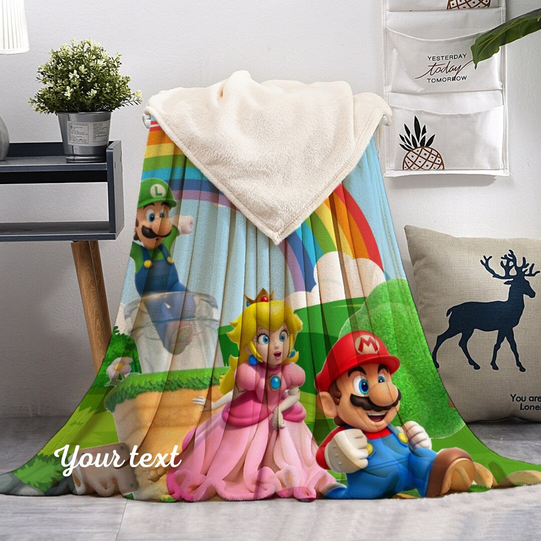 Personalized Name Blanket Super Mario Bro Flannel Blanket - Etsy
