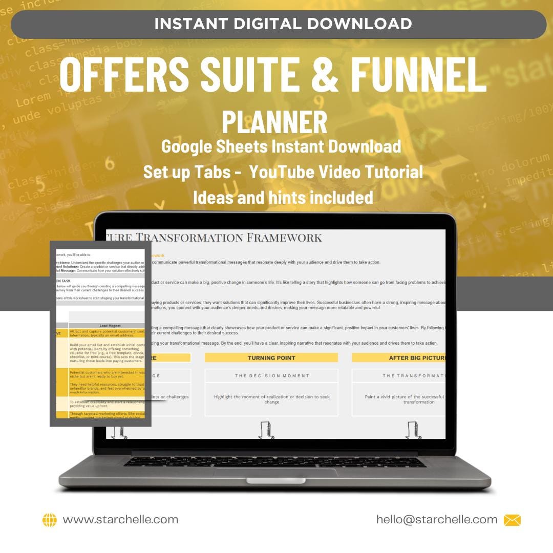 Offer Suite & Funnel Planner Spreadsheet | Plan Sales Funnels and ...