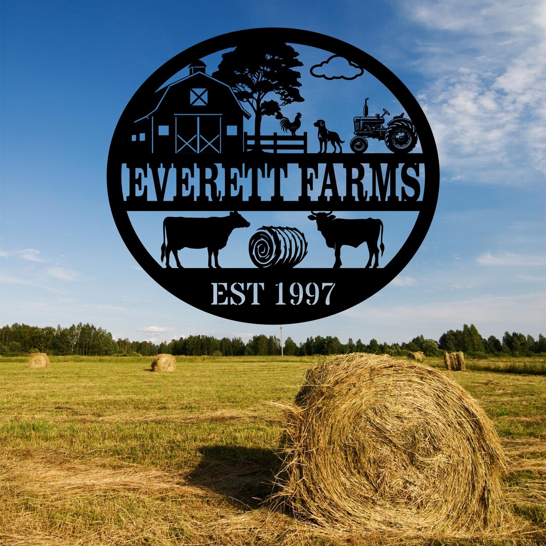Rustic Custom Metal Cow Barn Sign | Personalized Metal Cow Farm Sign ...