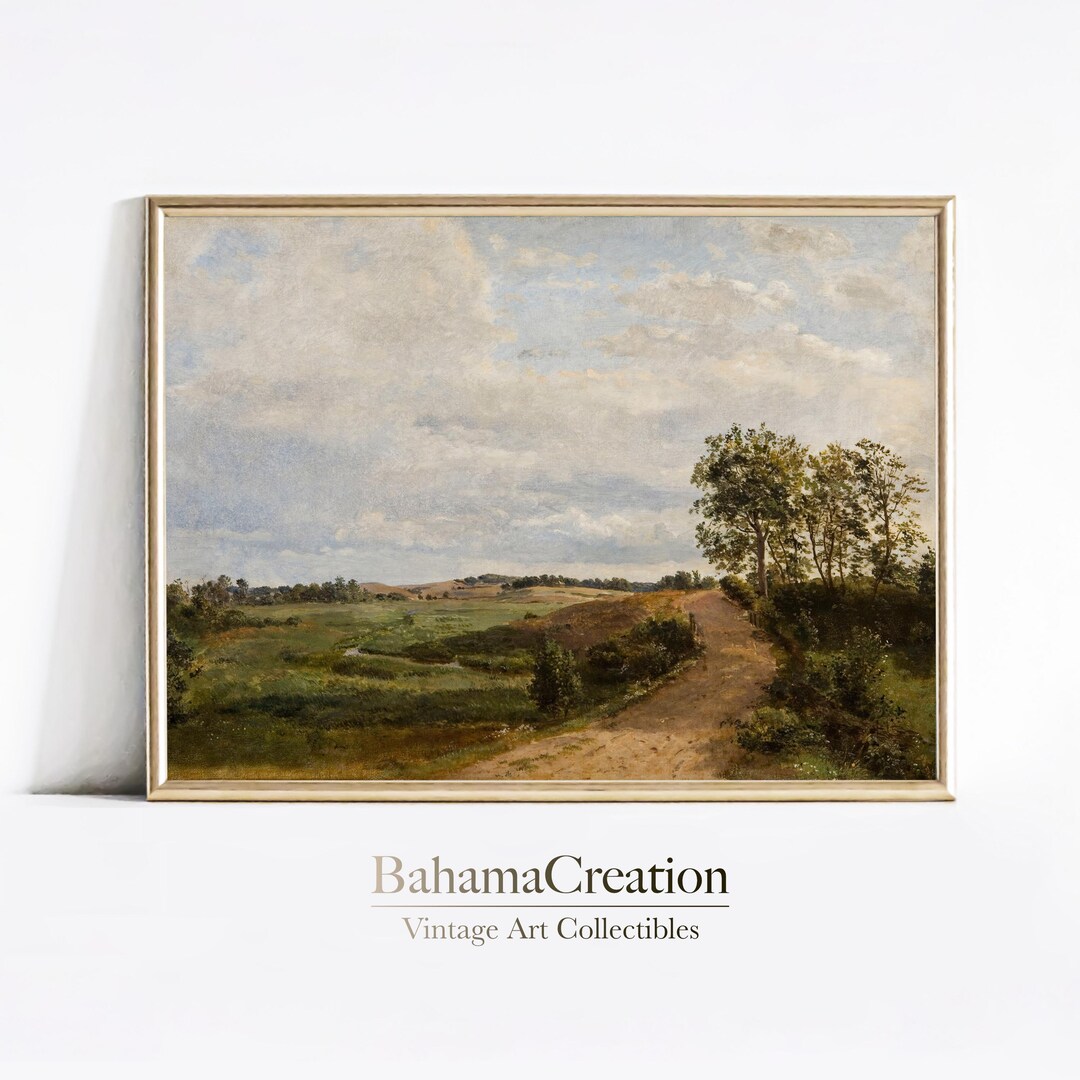 FAMOUS Antique Sage Green Landscape Painting | PRINTABLE Digital Art ...