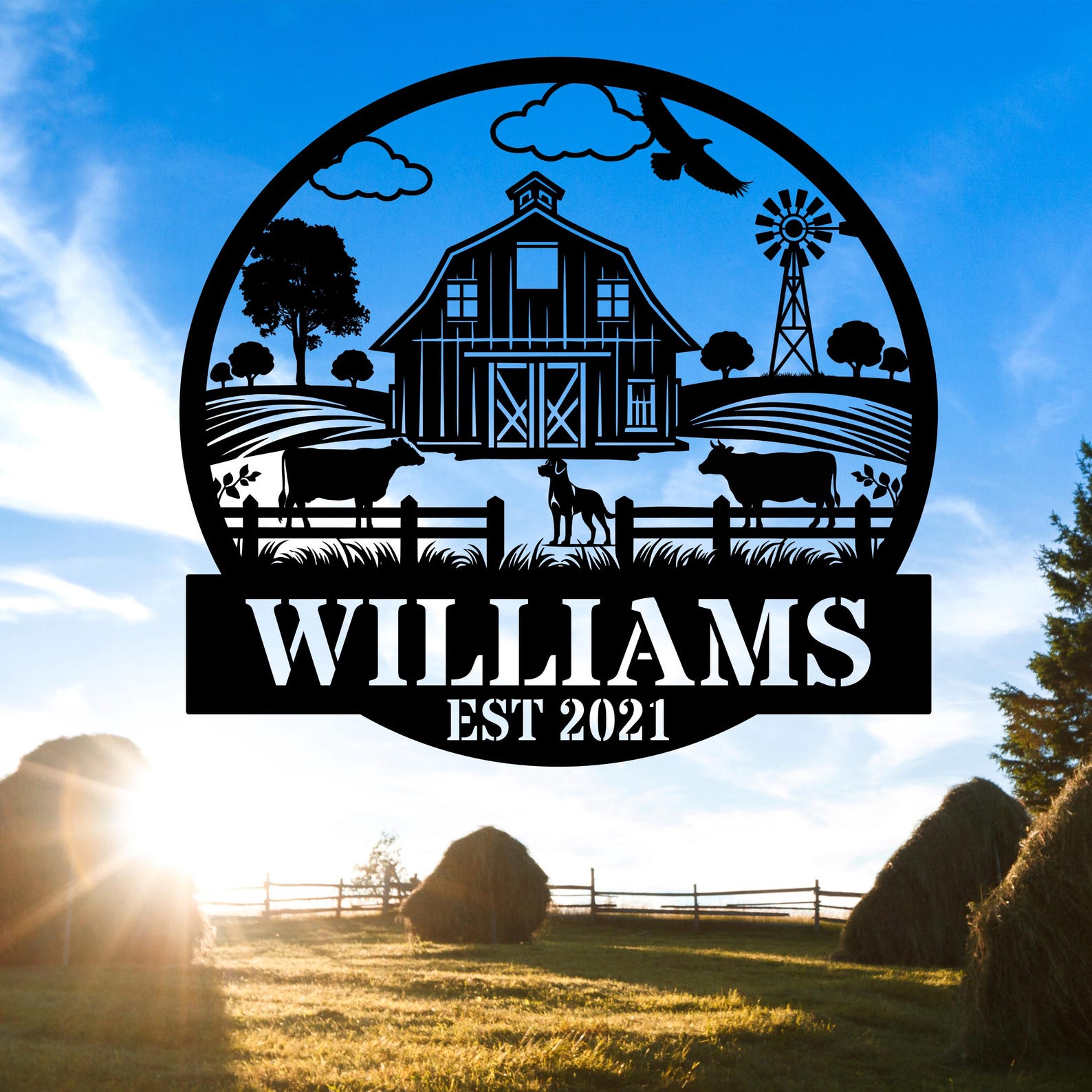 Custom Metal Farm Barn Sign | Personalized Metal Name Sign | Family ...