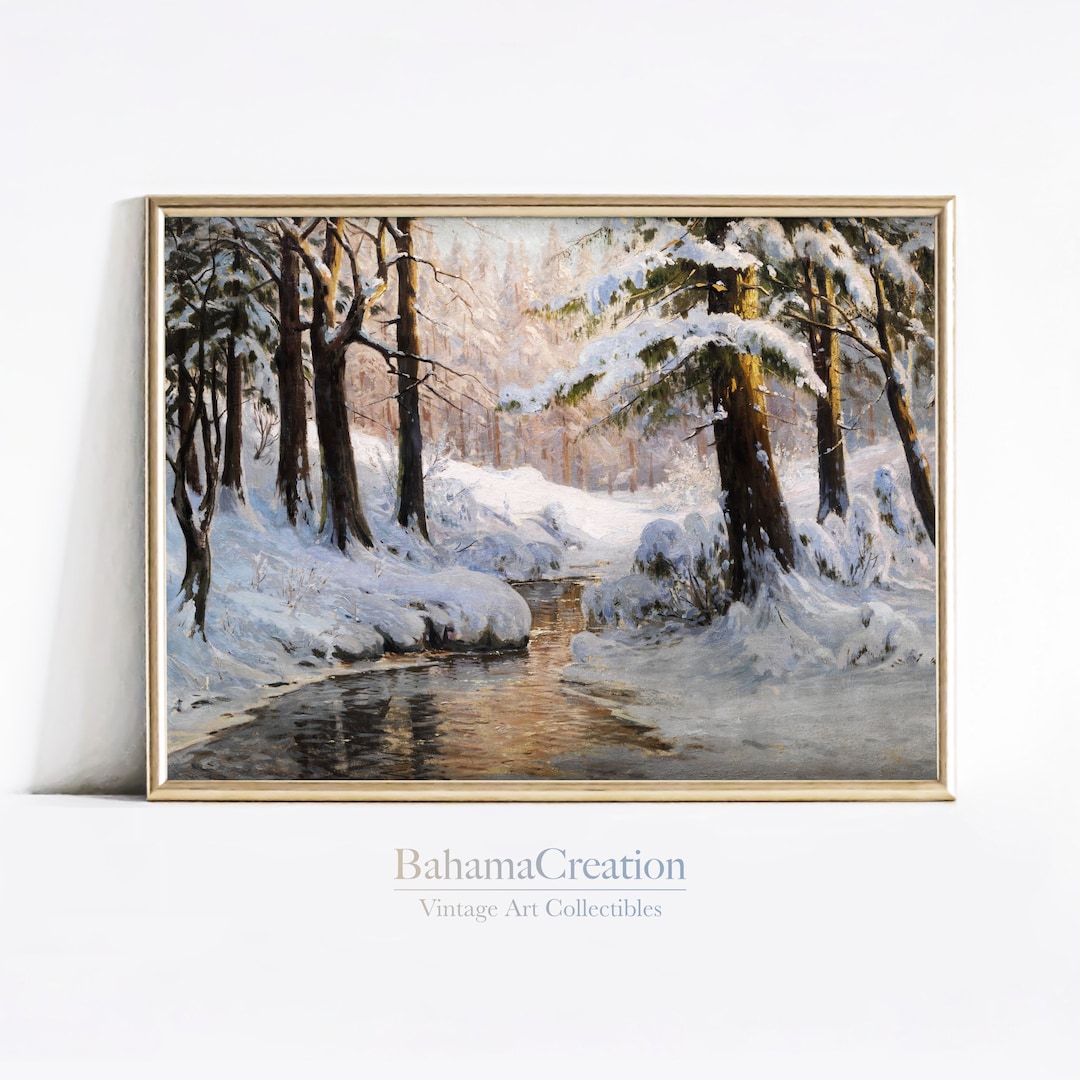 Winter Landscape Snow Painting | Winter Forest Print | Snowy Tree ...