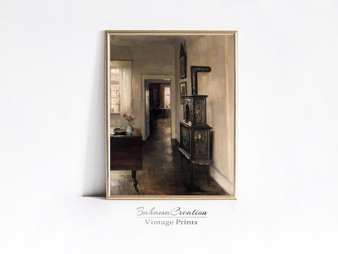 Moody Interior Still Life Painting | Vintage Neutral Art Print ...