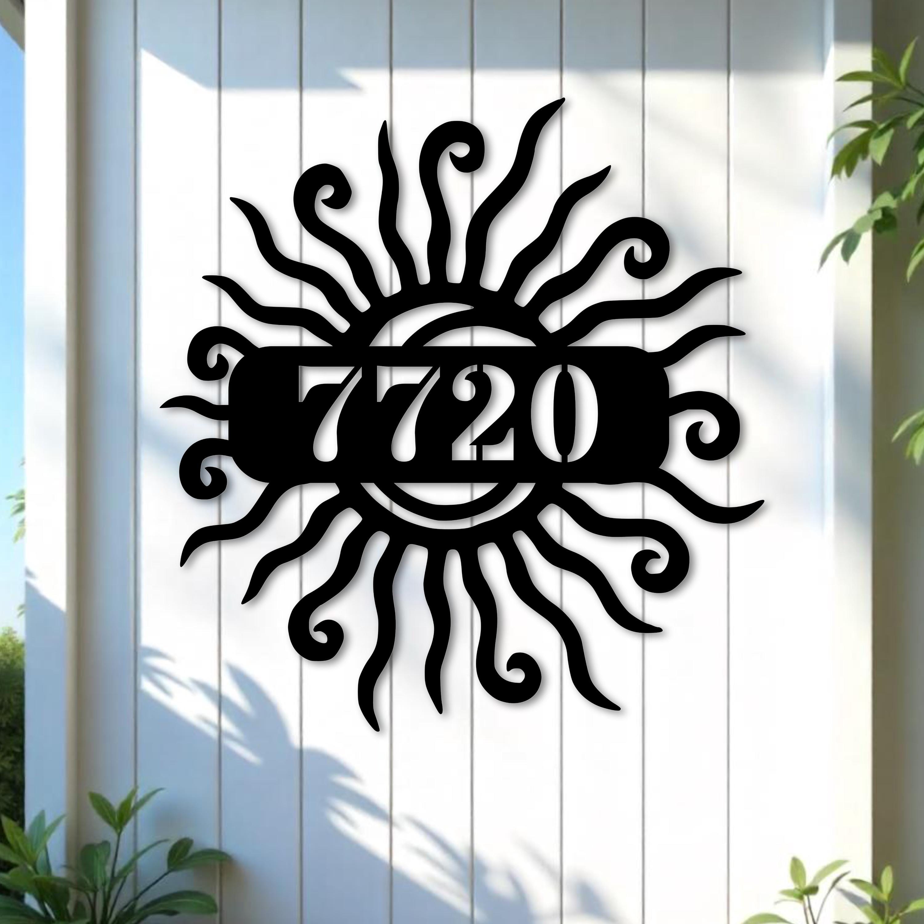 Custom Metal Sun Address Sign | Unique Metal Sign | Address Number Sign ...