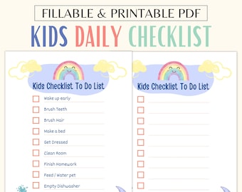 Kids Daily Checklist, To-do List, Routine Chart Printable - Etsy