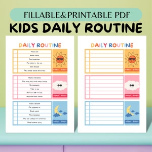 Kids Daily School Checklist Printable Chore Chart for Kids, Daily ...