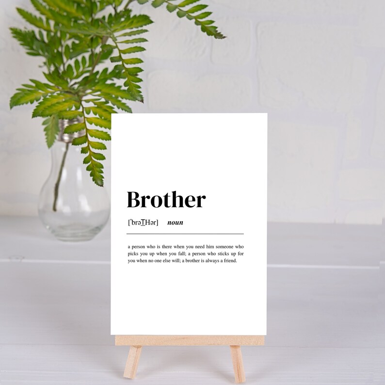 Brother Definition Card Printable Fillable PDF Greeting Card, Gifts for ...