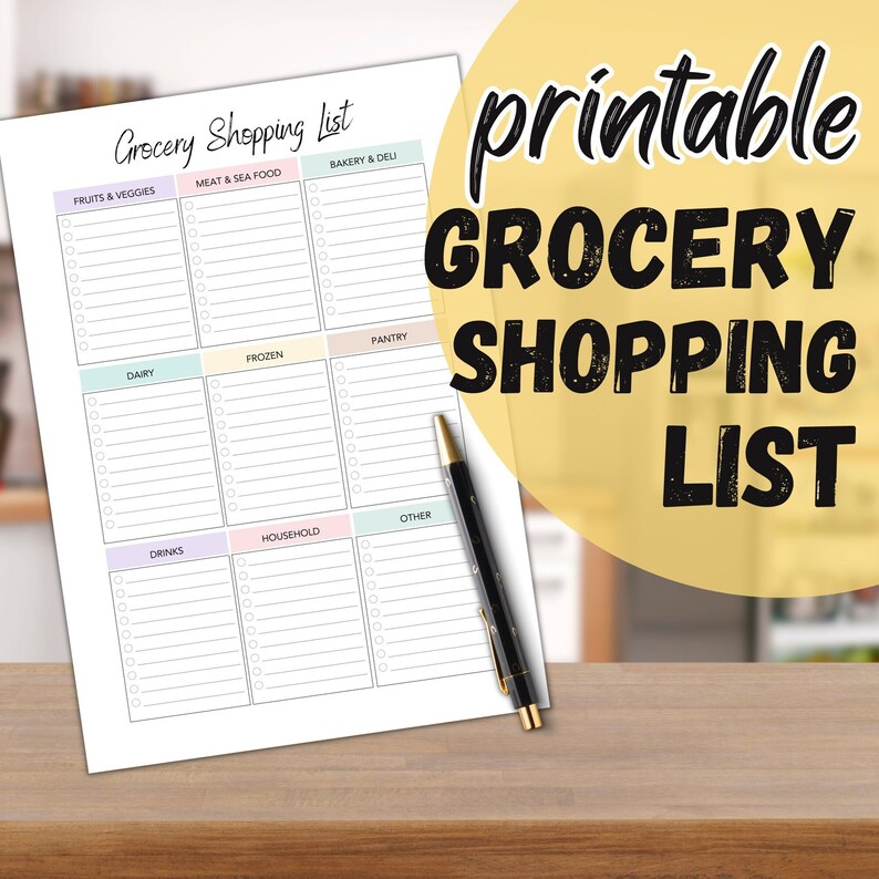 Printable Grocery Shopping List, Meal Planner (PDF) - Etsy