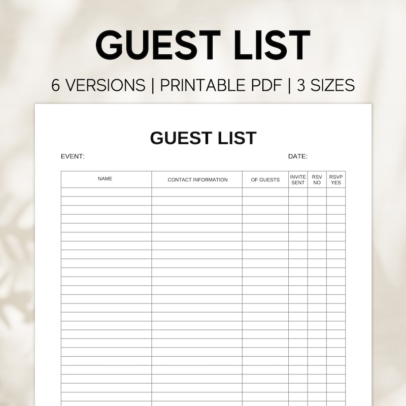 Guest List - Etsy