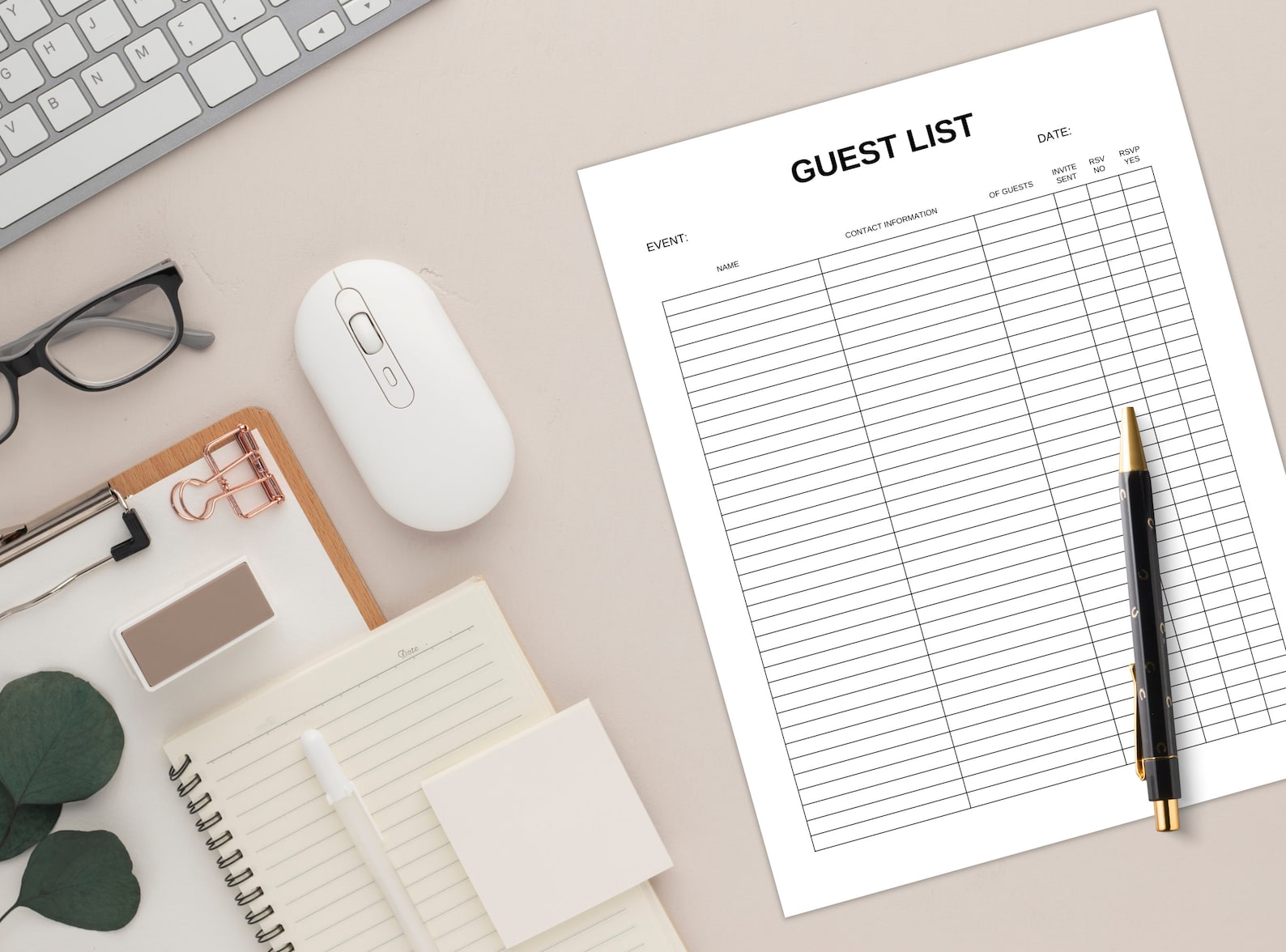 Printable Guest List Template RSVP Tracker Printable Event Planner Log ...