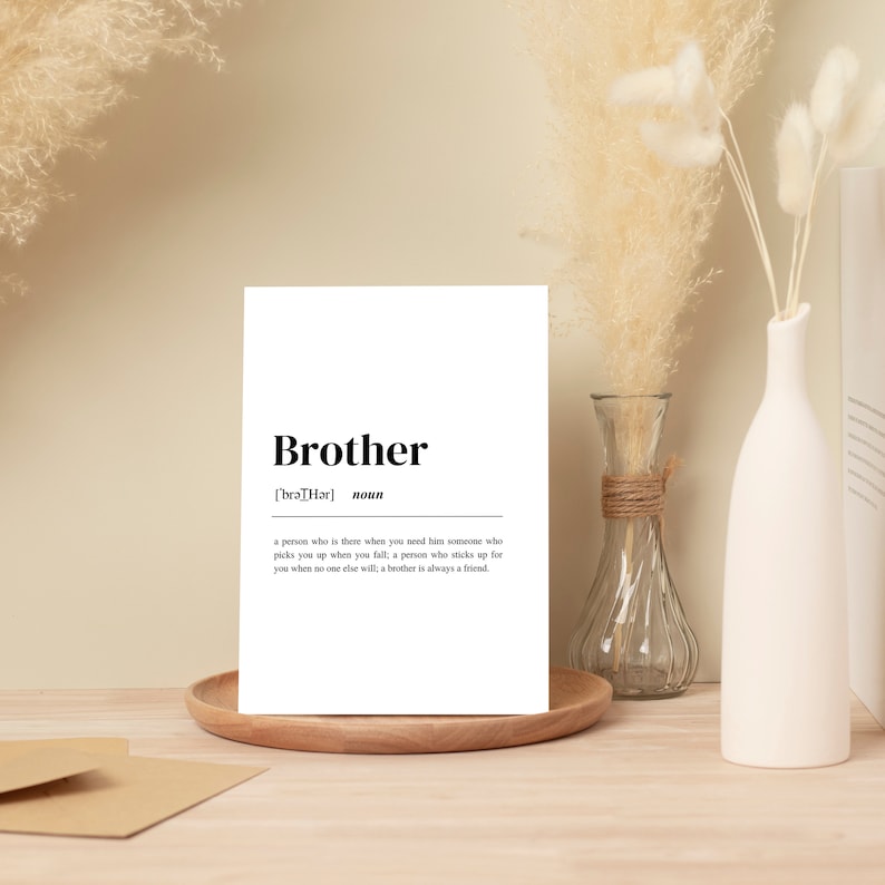 Brother Definition Card Printable Fillable PDF Greeting Card, Gifts for ...