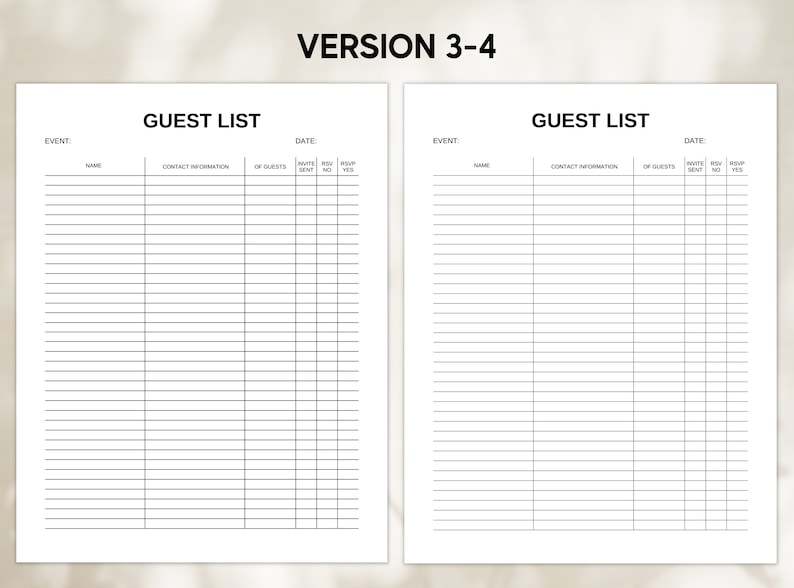 Printable Guest List Template RSVP Tracker Printable Event Planner Log ...