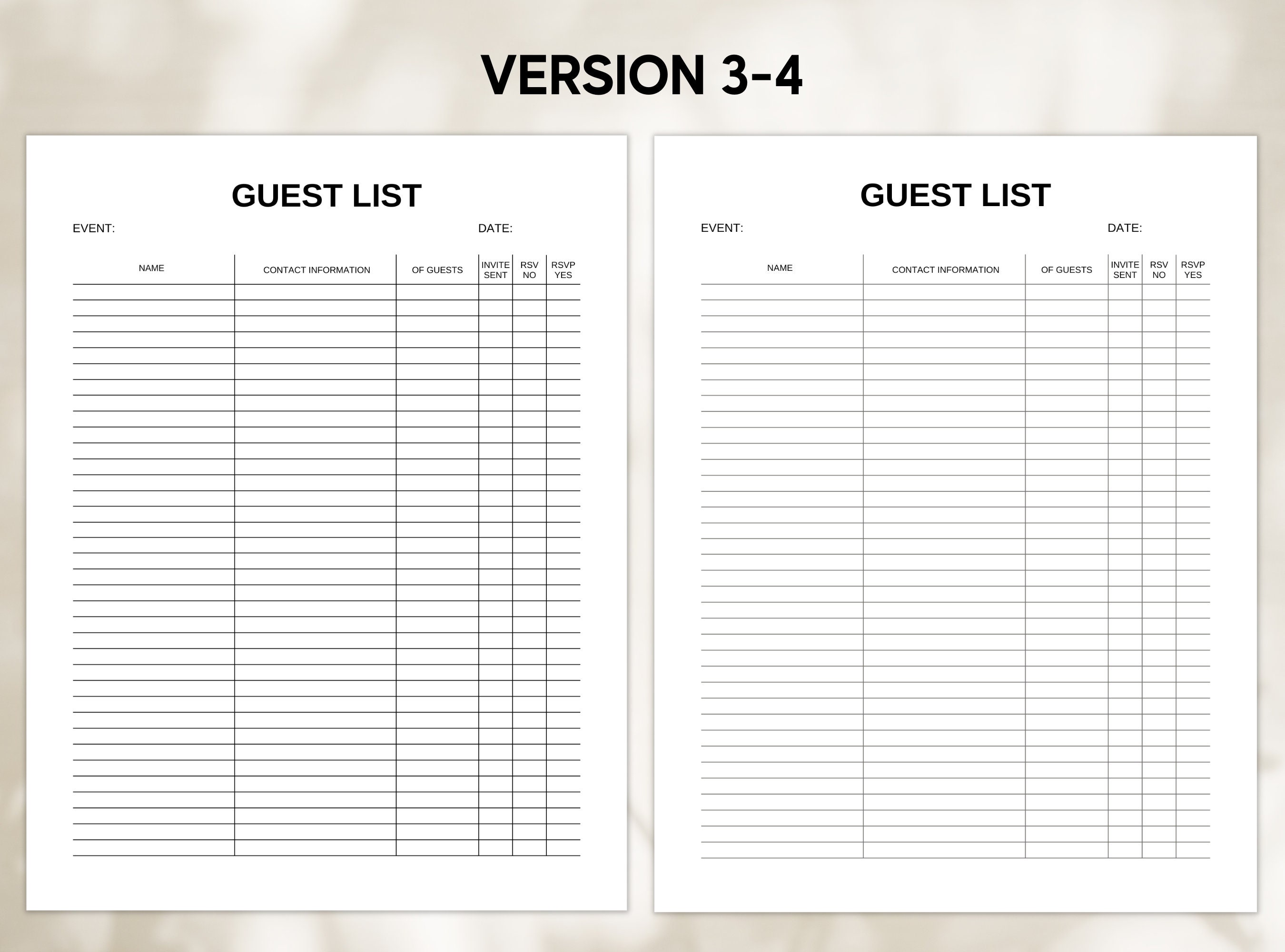 Printable Guest List Template RSVP Tracker Printable Event Planner Log ...
