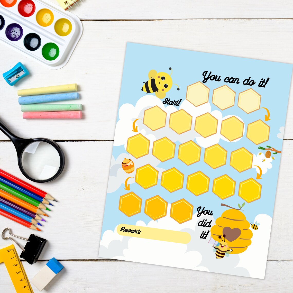 Cute Bee Themed Reward Chart Printable PDF Bee Behavior Chart, Daily ...
