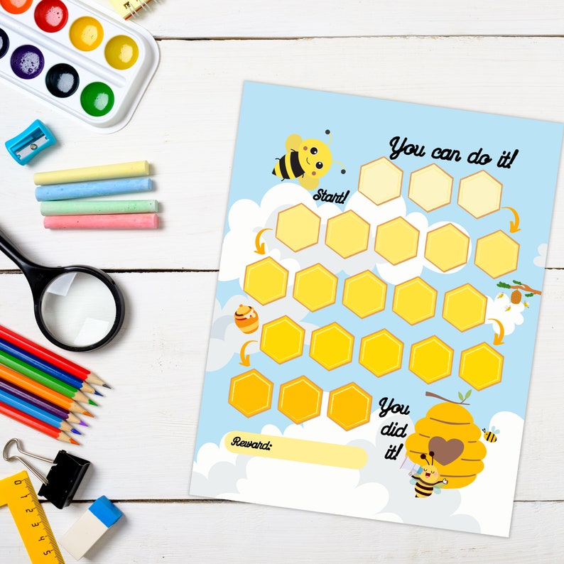 Cute Bee Themed Reward Chart Printable PDF Bee Behavior Chart, Daily ...