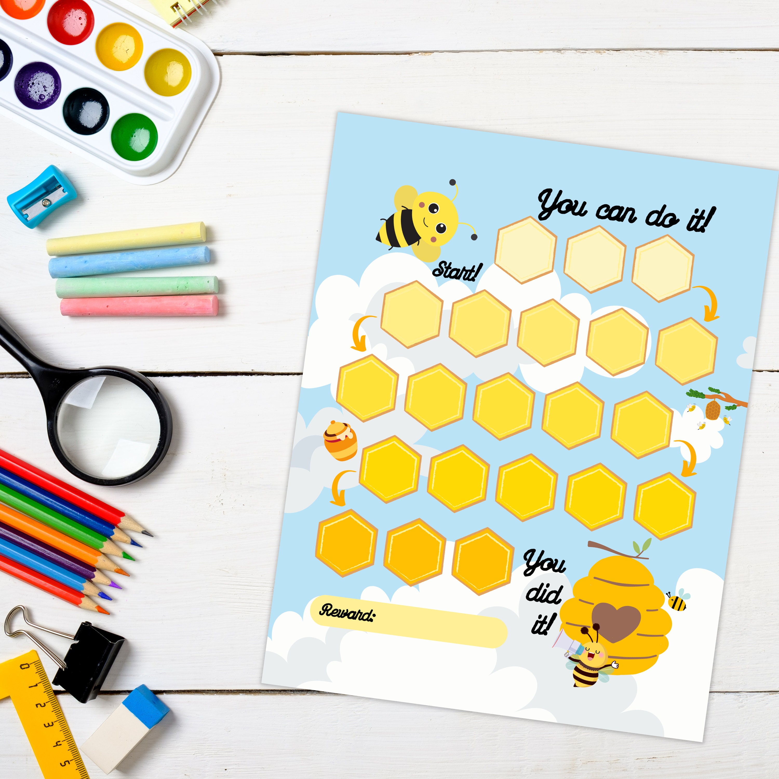 Cute Bee Themed Reward Chart Printable PDF Bee Behavior Chart, Daily ...