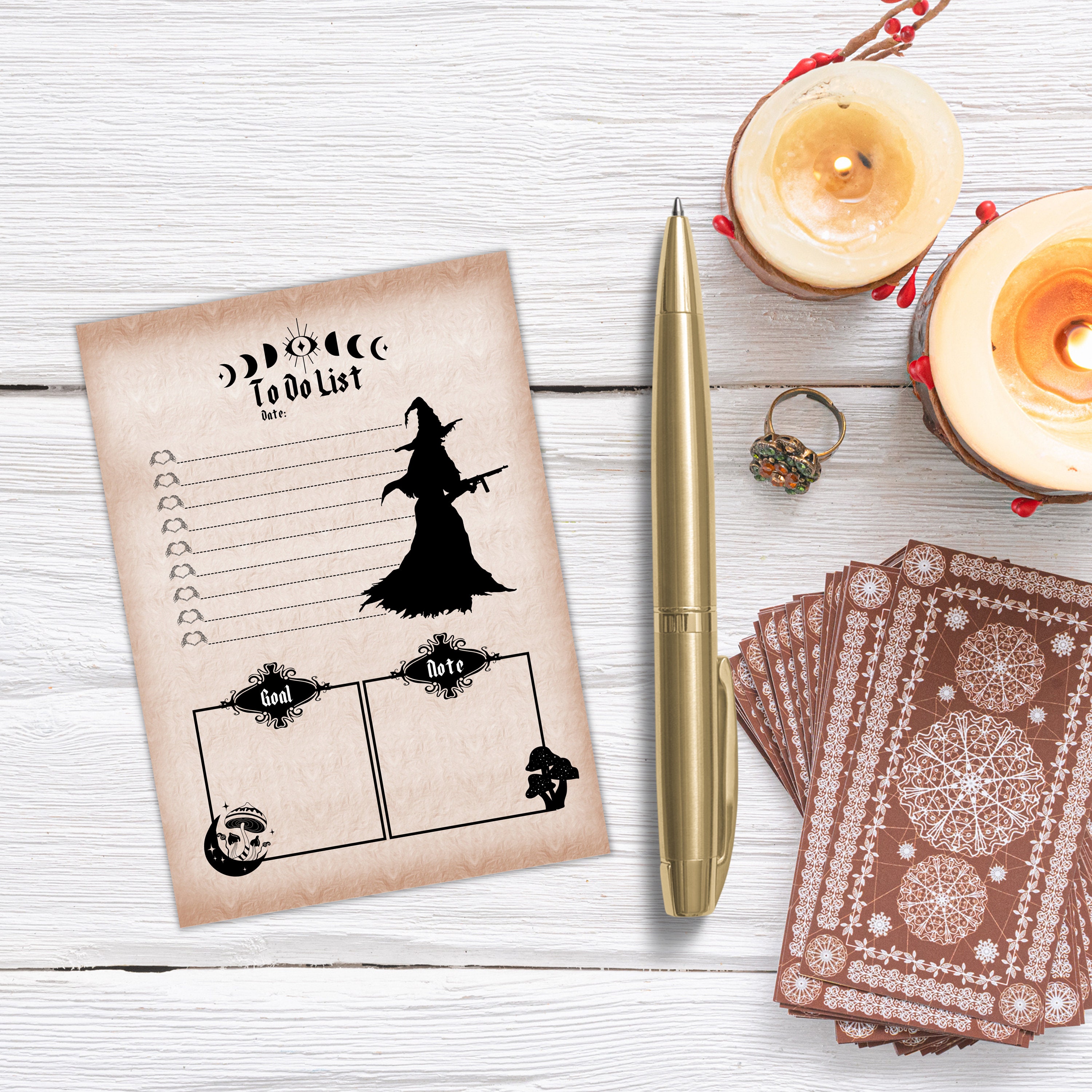 Gothic Witchy Daily to Do List Card Printable Pdf Goth Chore List, to ...