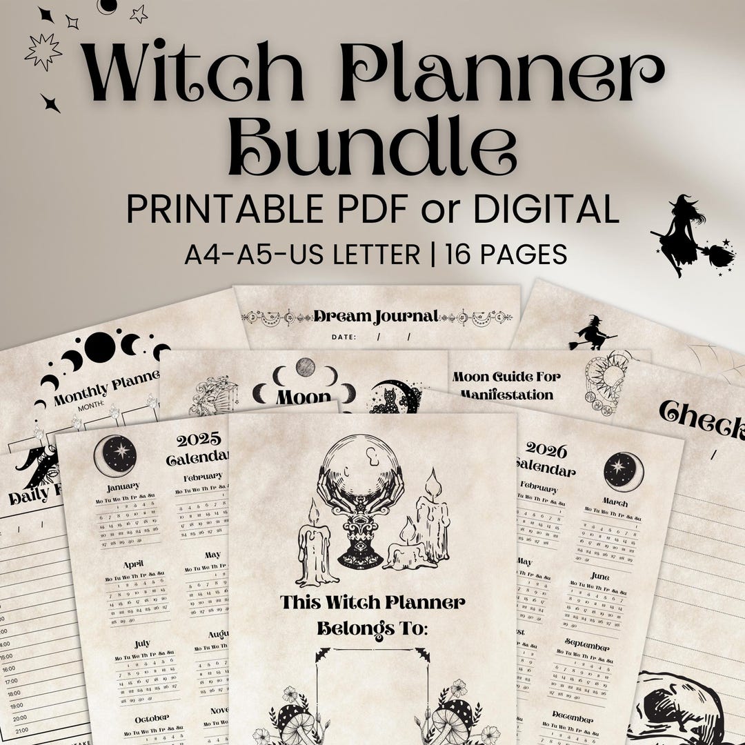 2025-2026 Gothic Witchy Planner, Printable Tarot Journal, Daily Weekly ...