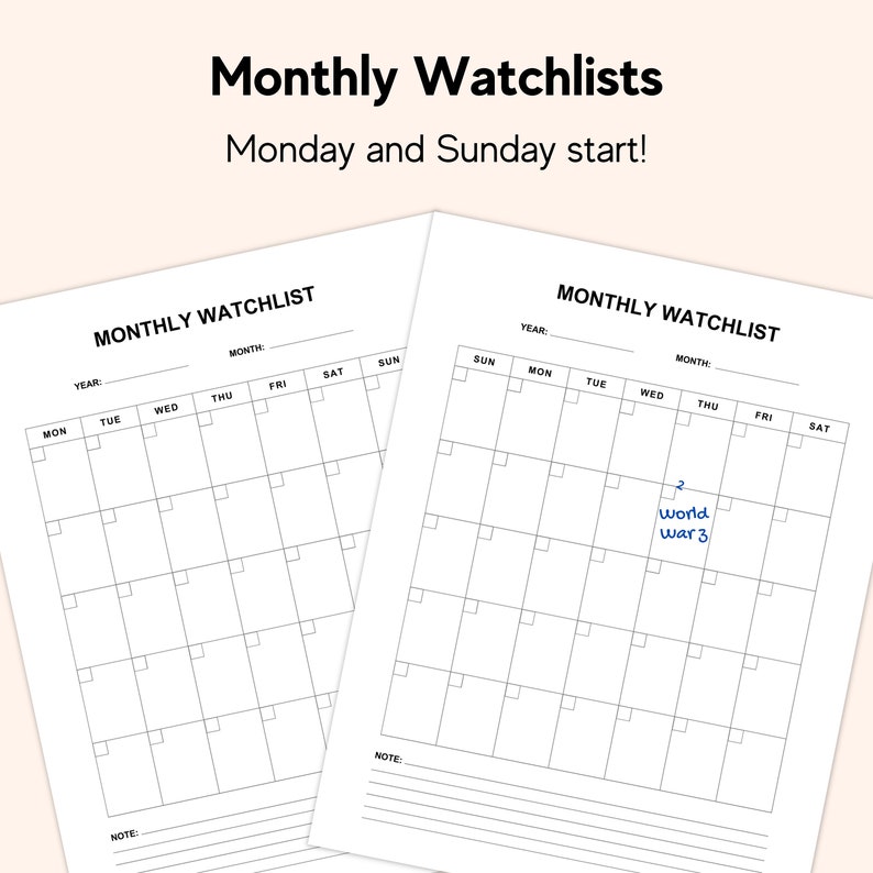 Minimal Movie Tracker Printable PDF Movie Challenge Printable, Movies ...