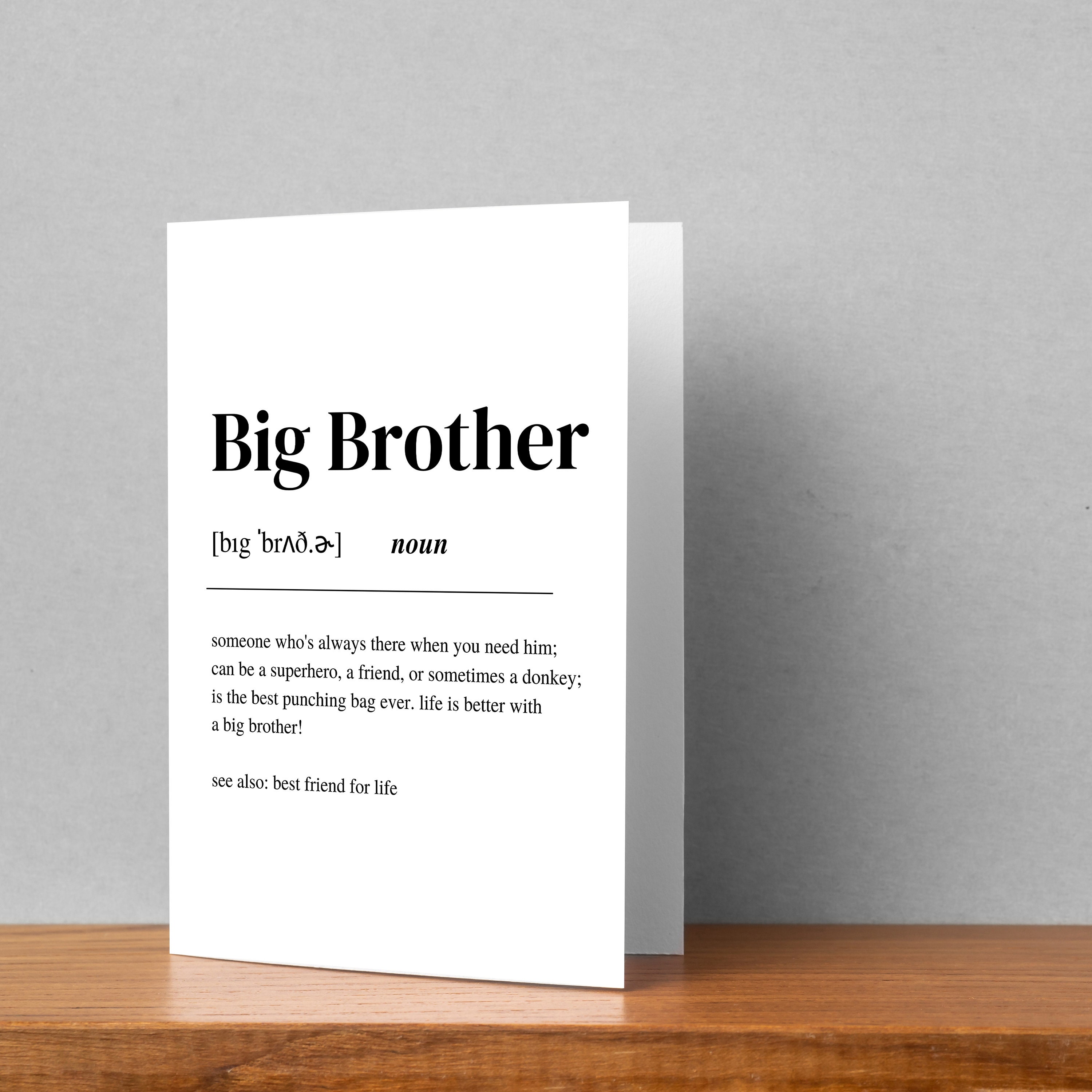 Big Brother Definition Card Printable Fillable Pdf, Gift for Him ...