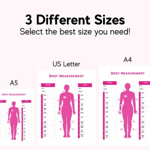 Hot Pink Body Measurement Tracker Printable, Fitness Progress Chart ...
