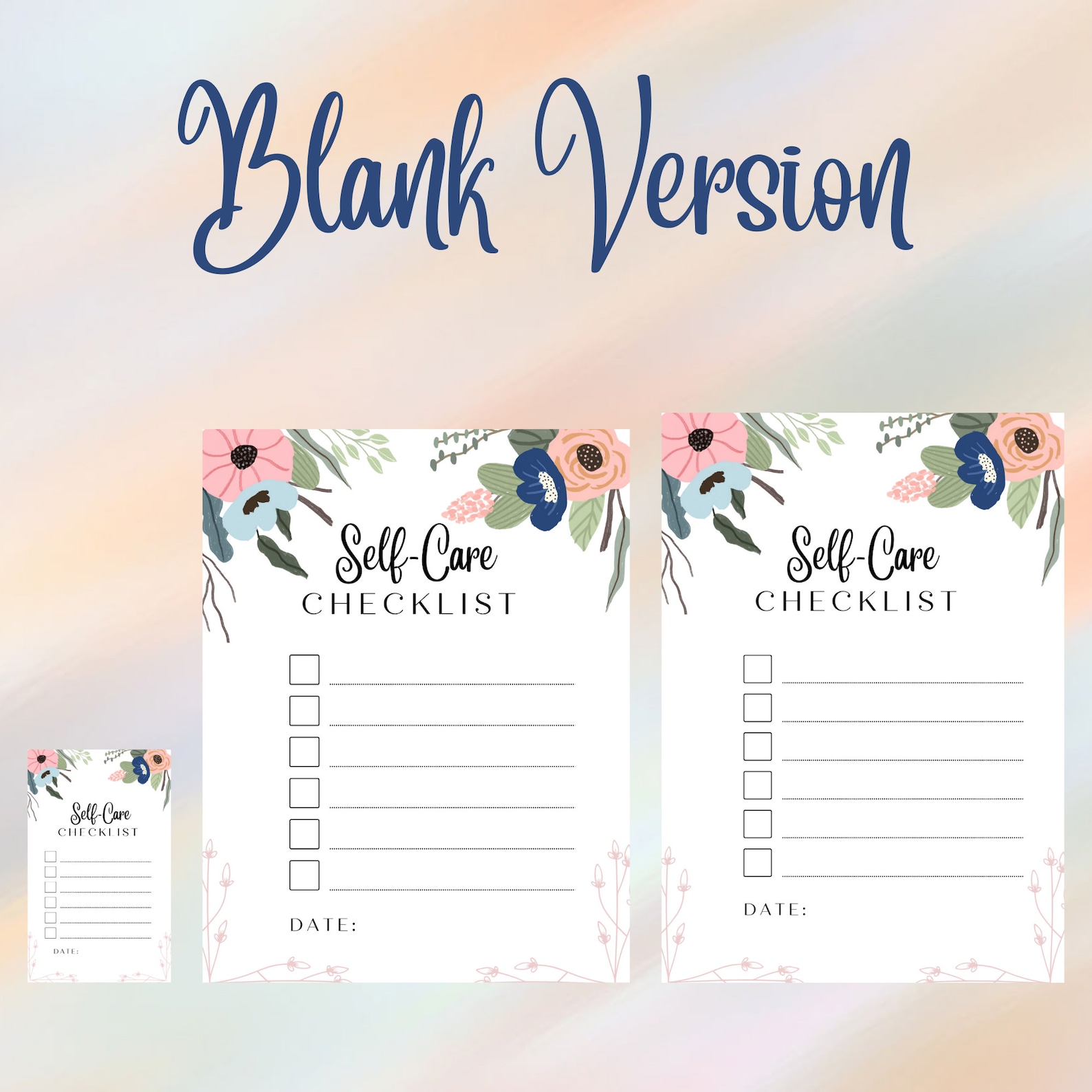 Colorful Floral Self Care Checklist Daily Checklist Routine Checklist ...