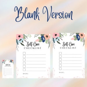 Colorful Floral Self Care Checklist Daily Checklist Routine Checklist ...