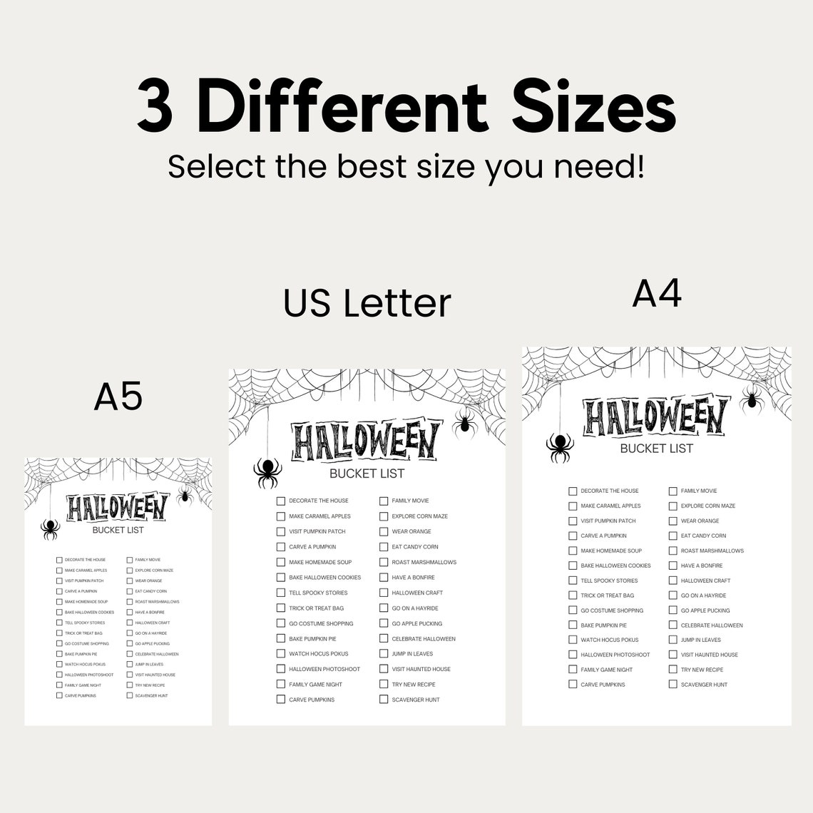 Spooky Halloween Bucket List Printable Halloween Activities - Etsy