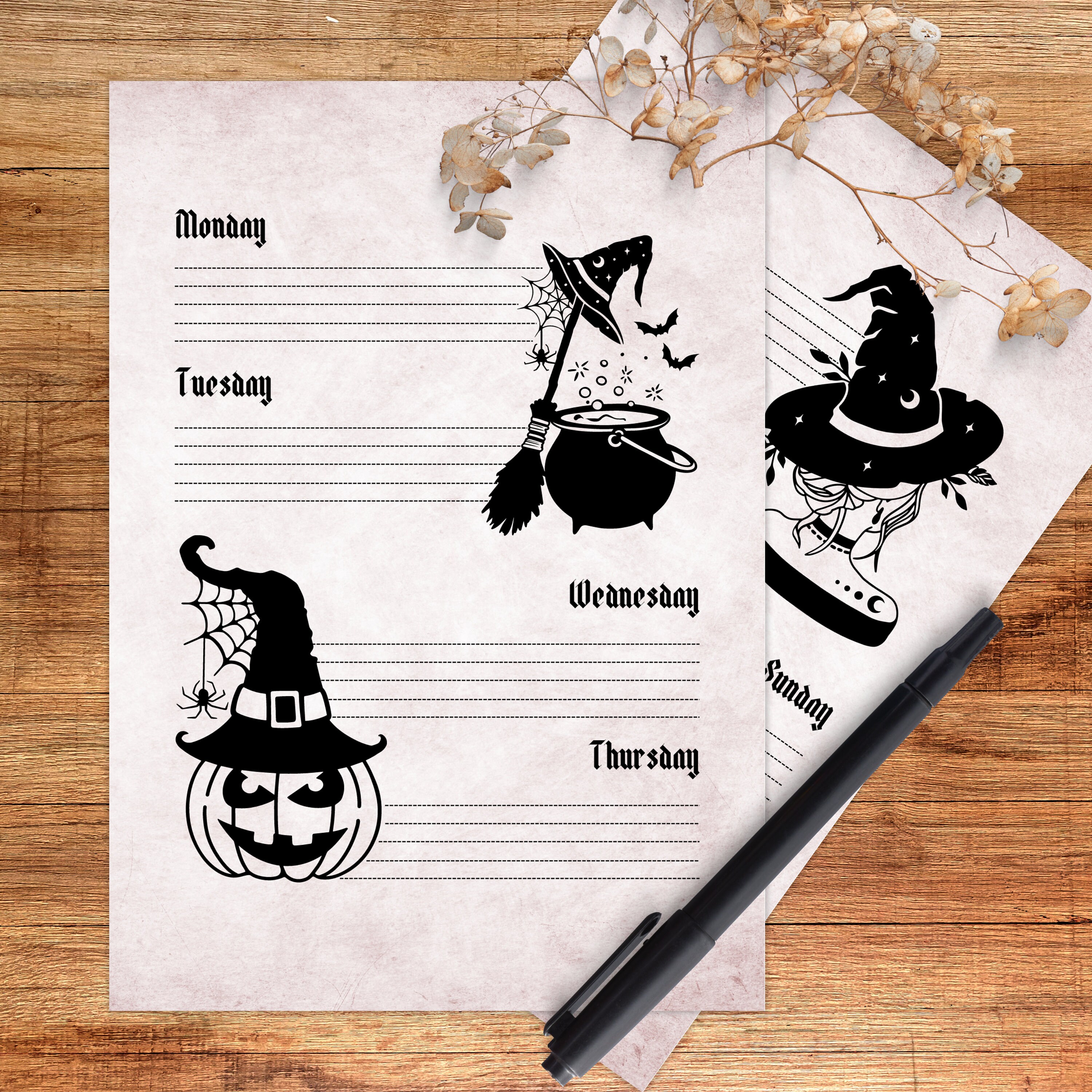 Gothic Witchy Weekly Planner Printable Pdf Witch Planner, Goth Planner ...