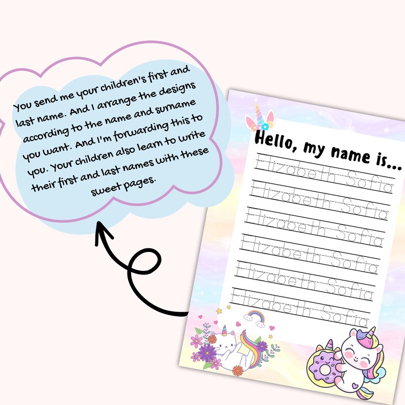 5 Versions PERSONALIZED Handwriting Practice Printable Pdf Cute Cursive ...