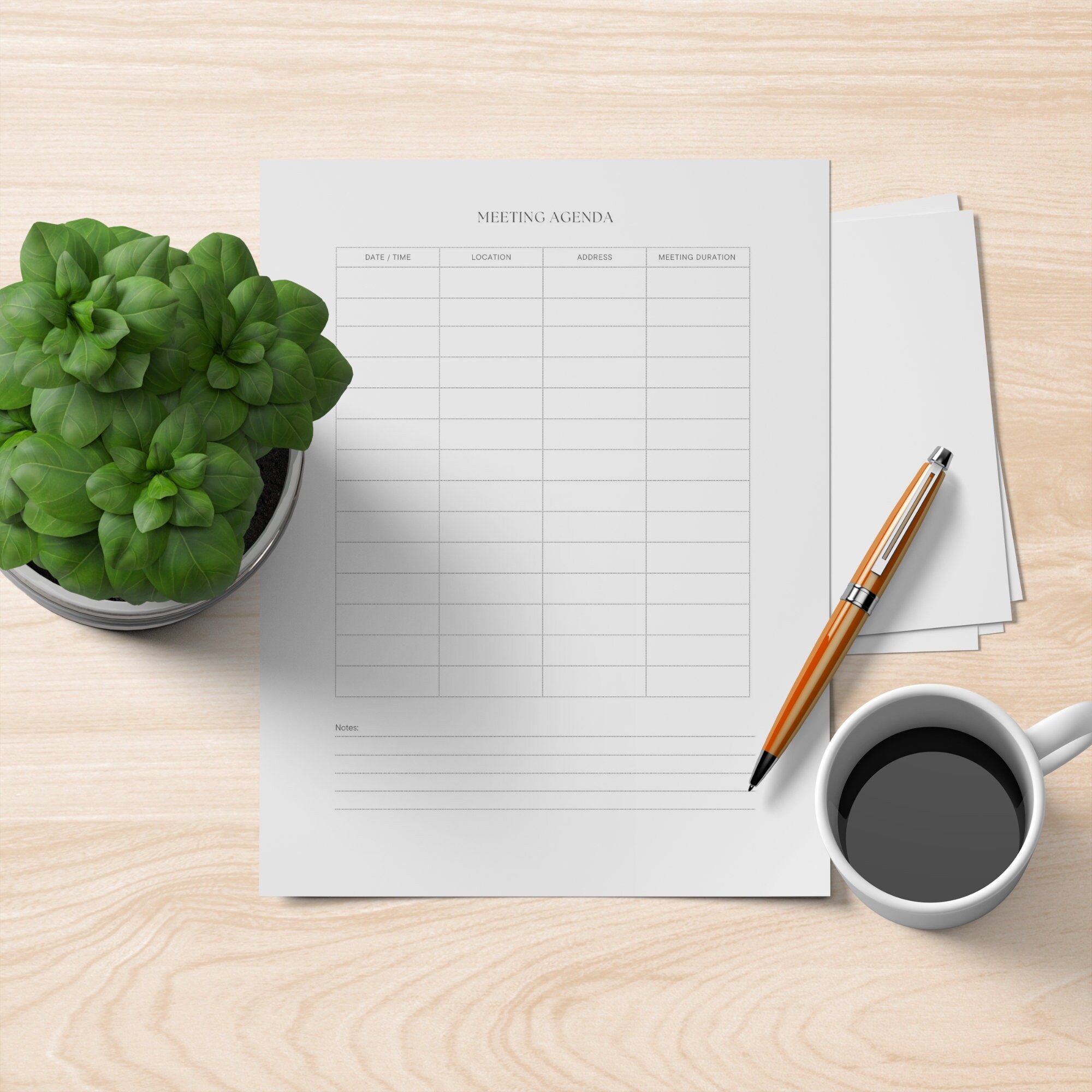 Printable & Fillable Meeting Agenda Meeting Notes Printable, Meeting ...