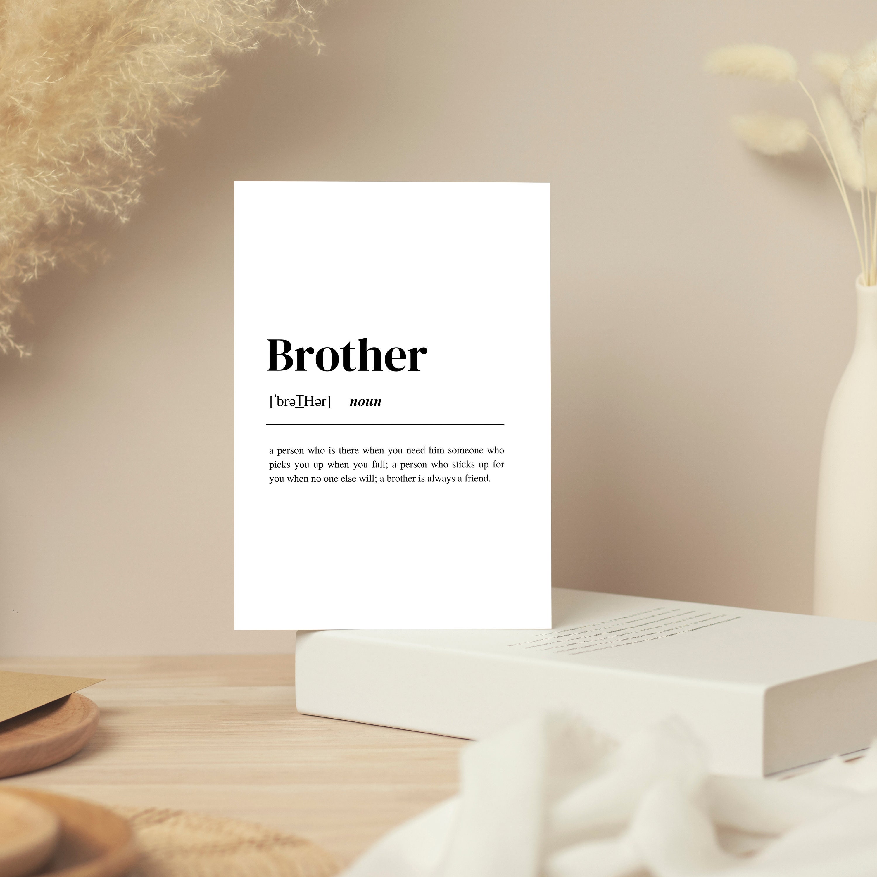 Brother Definition Card Printable Fillable PDF Greeting Card, Gifts for ...
