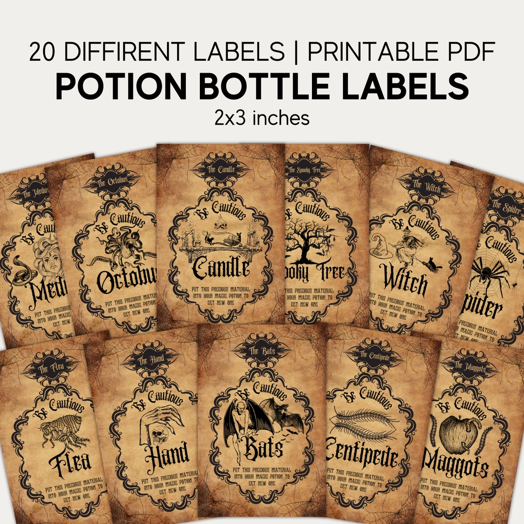 Gothic Witchy Halloween Potion Labels, Vintage Gothic Potion Labels, 20 ...