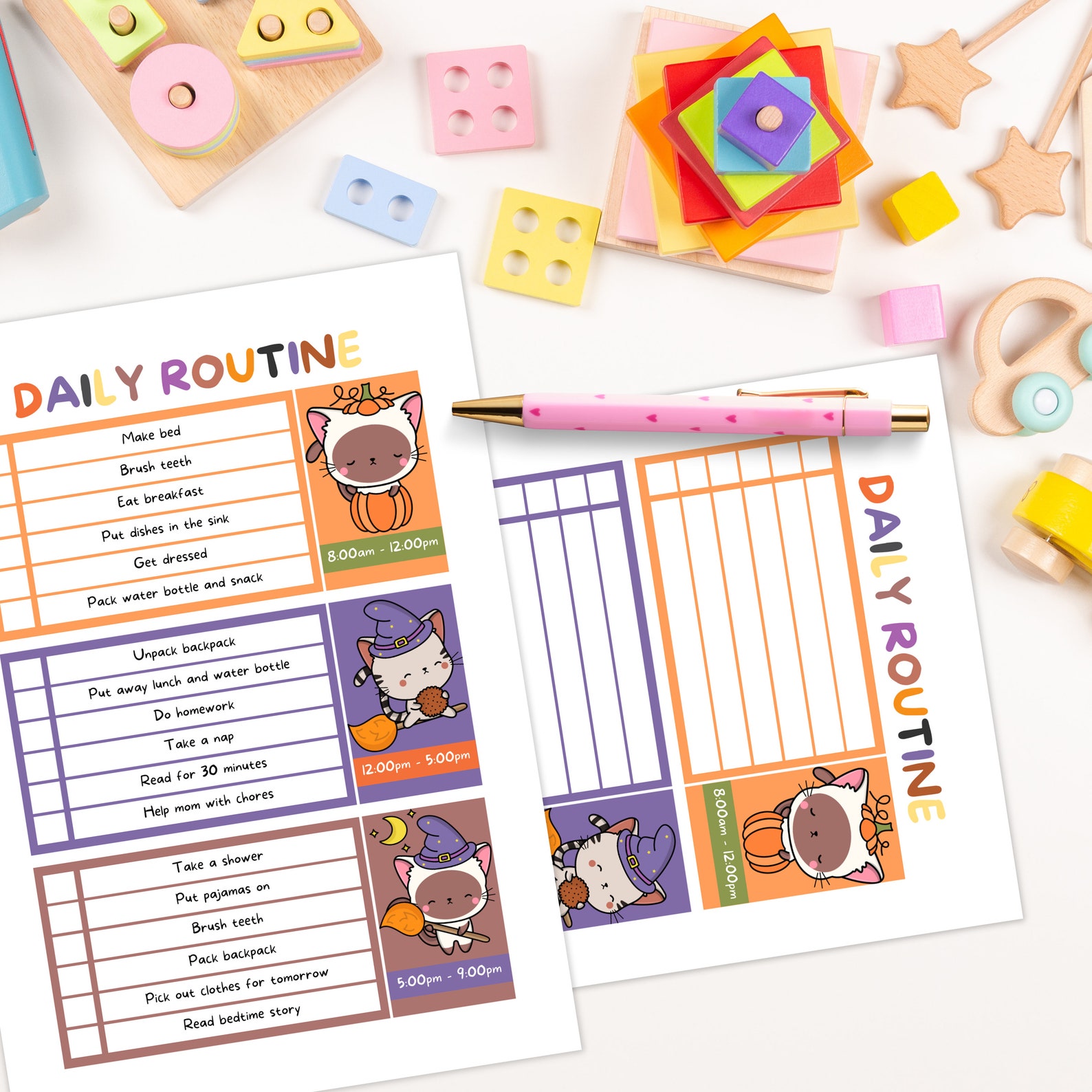 Witchy Kids Daily School Checklist Printable Chore Chart for Kids, Kids ...