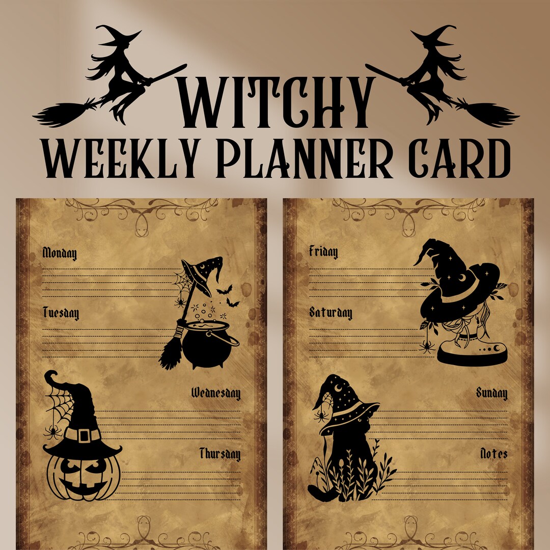 Gothic Witchy Weekly Planner Card, Printable PDF - Etsy