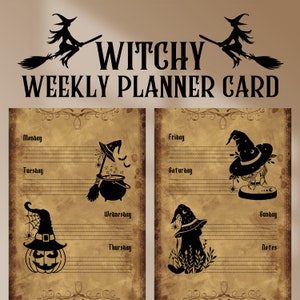 Gothic Witchy Weekly Planner Card, Printable PDF - Etsy