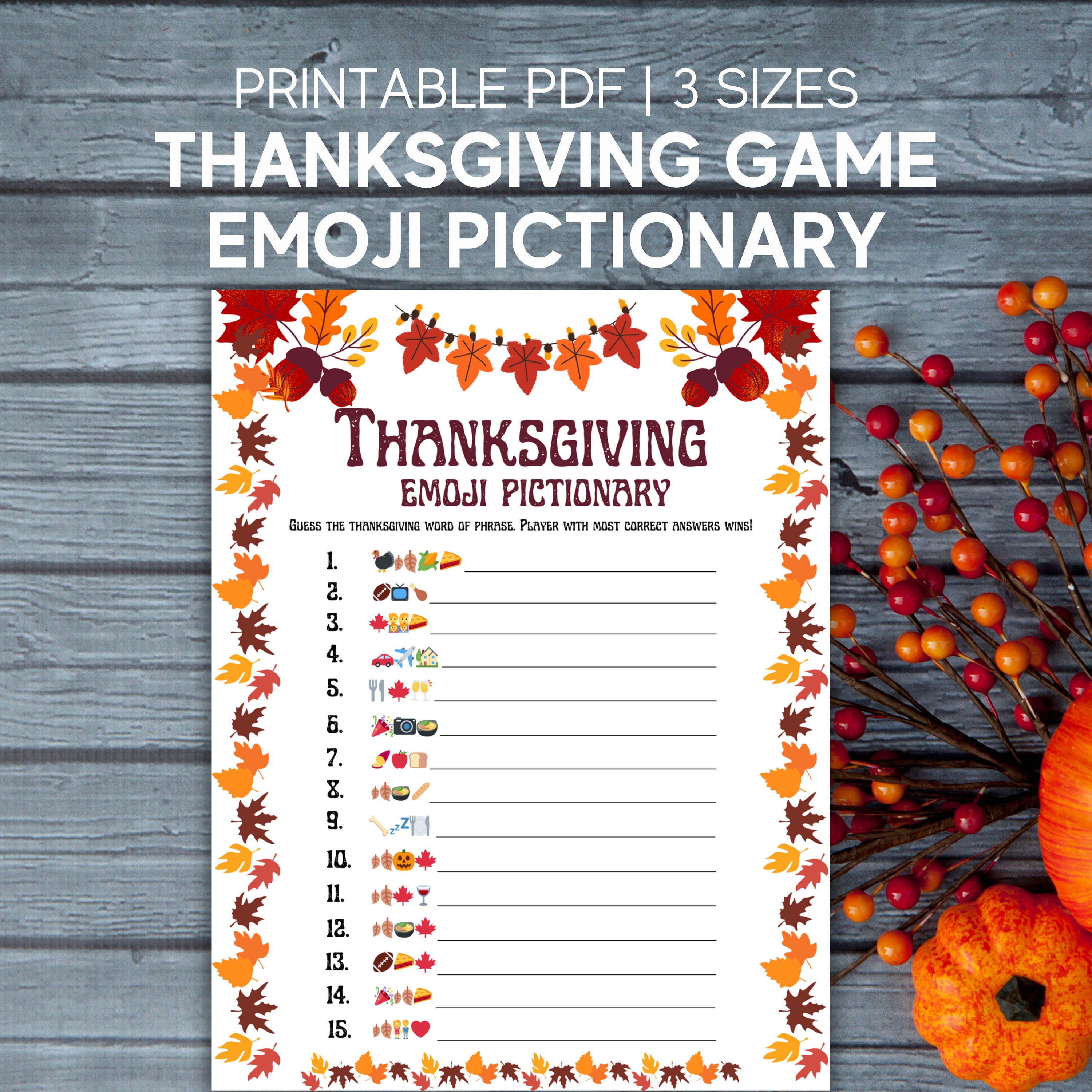 Thanksgiving Emoji Game, Printable Thanksgiving Games for Kids Adults ...