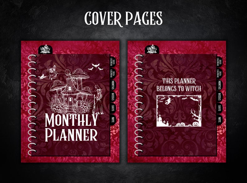 Magenta & Black Witchy DIGITAL Planner Gothic Monthly Planner, Spooky ...