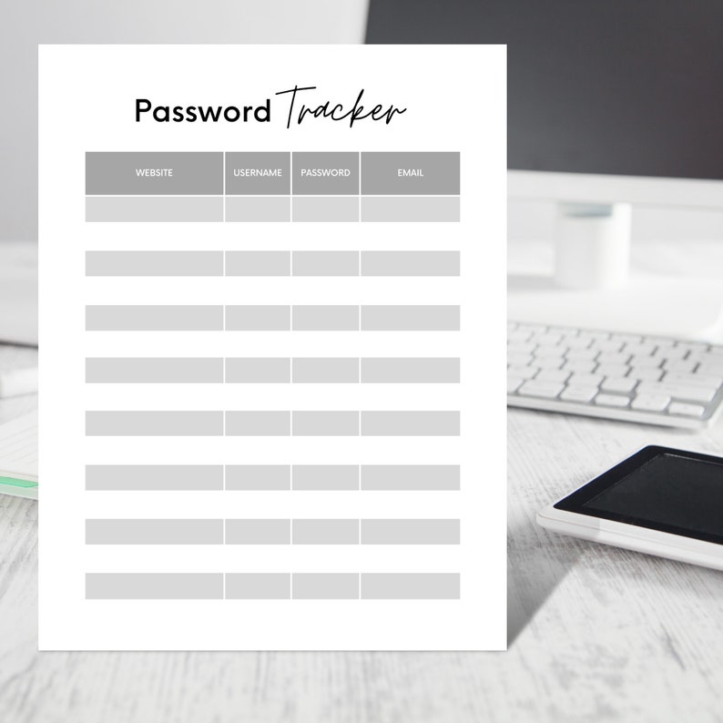Minimalist Password Tracker Printable Password Template, Password Book ...