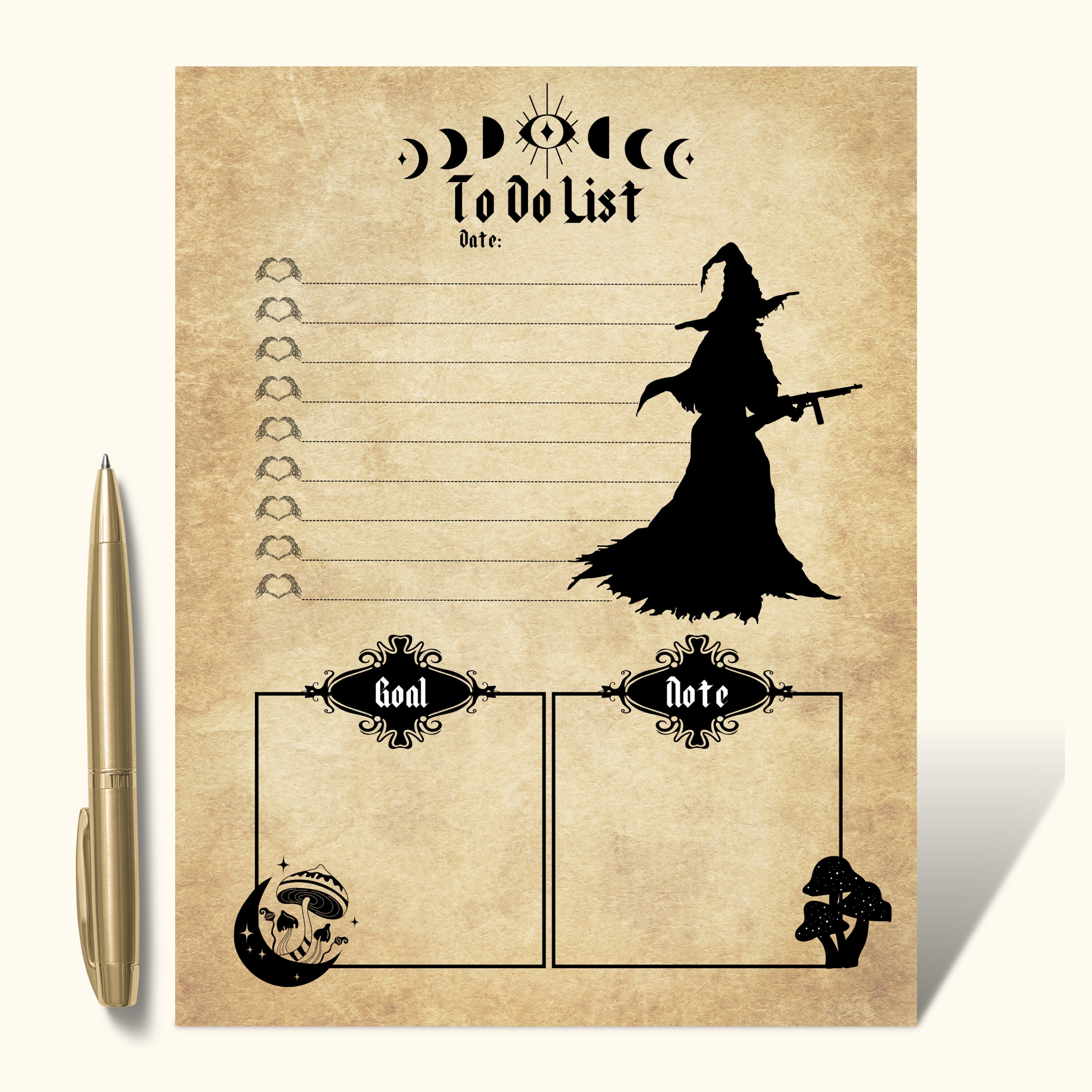 Gothic Witchy Daily to Do List Printable Pdf Goth Chore List, to Do ...